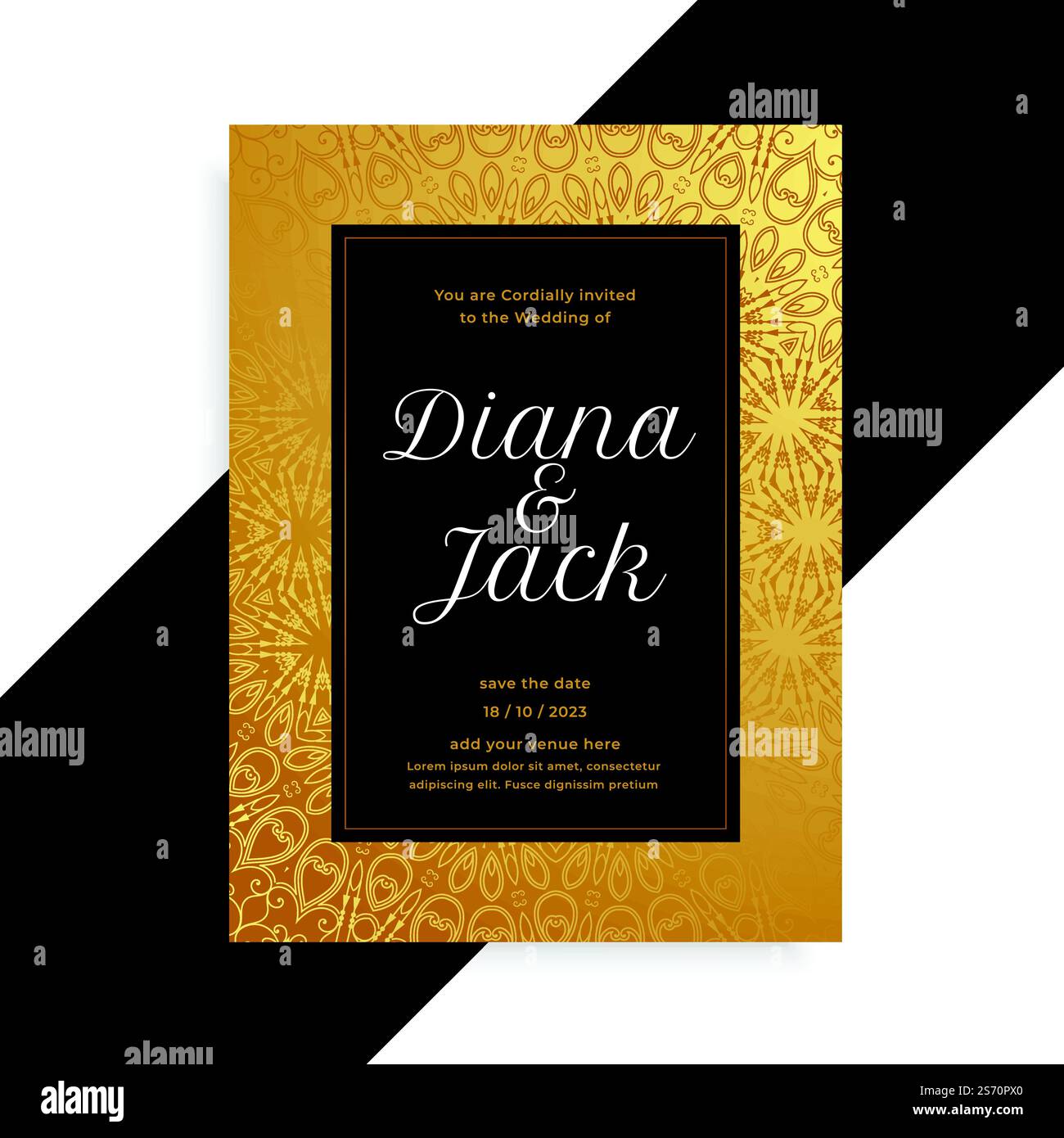 luxury golden and black wedding card invitation template Stock Vector ...