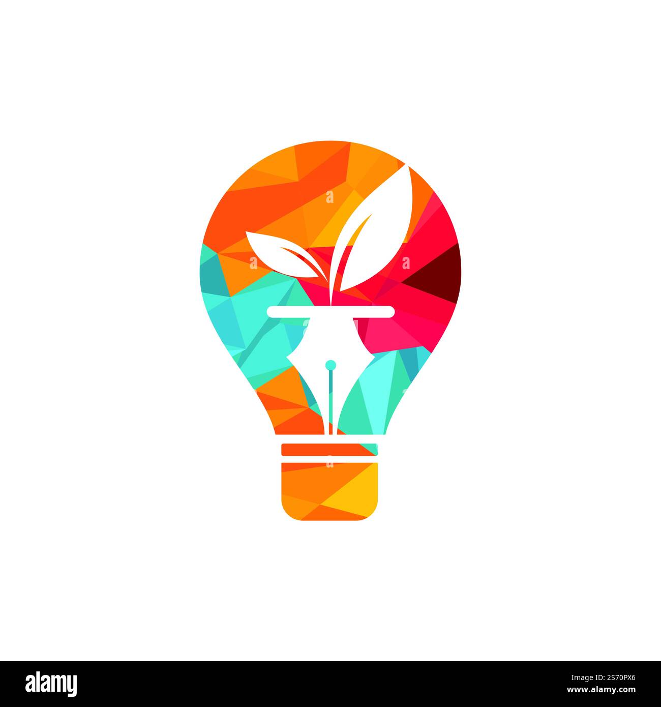 Leaf and pen logo design. Education and writer community Logo. Bulb ...
