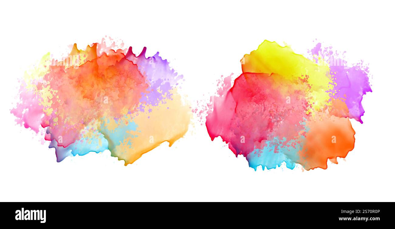 two set of colorful watercolor splash banners design Stock Vector Image ...