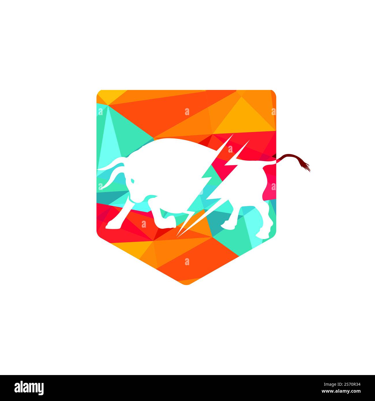 Bull with thunder logo design. Flash electric energy in bull Stock ...