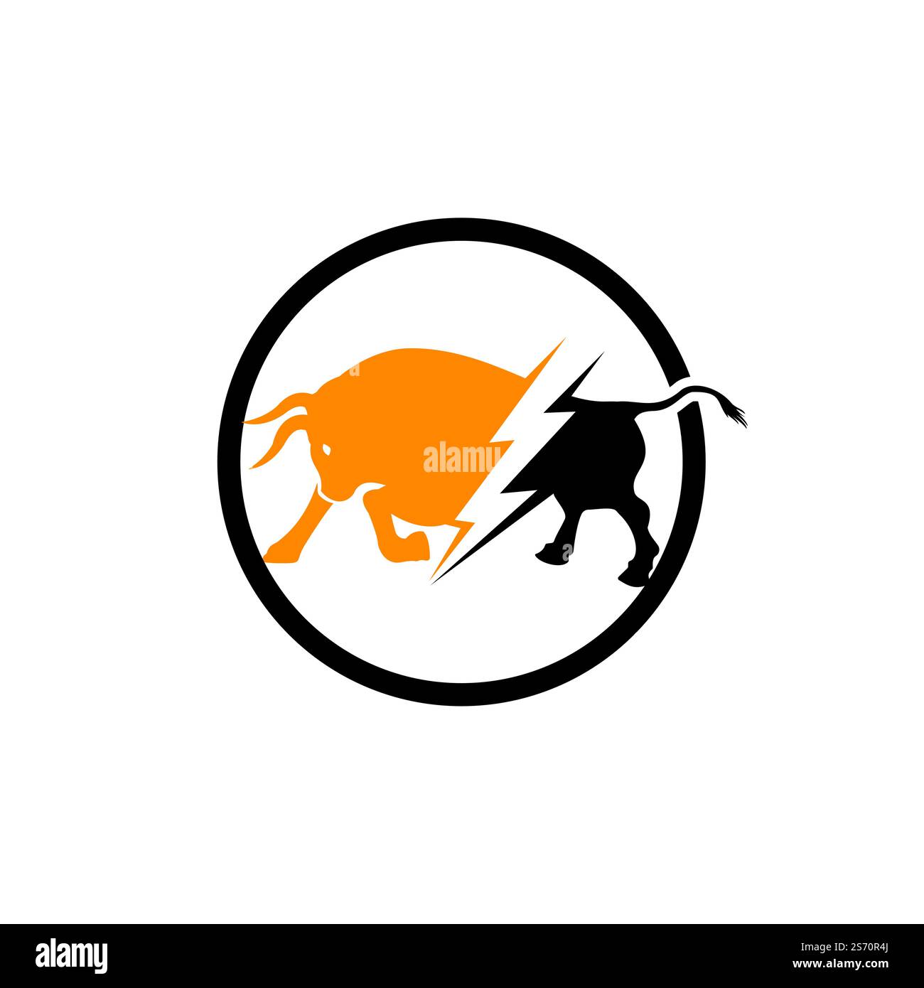Bull with thunder logo design. Flash electric energy in bull Stock ...