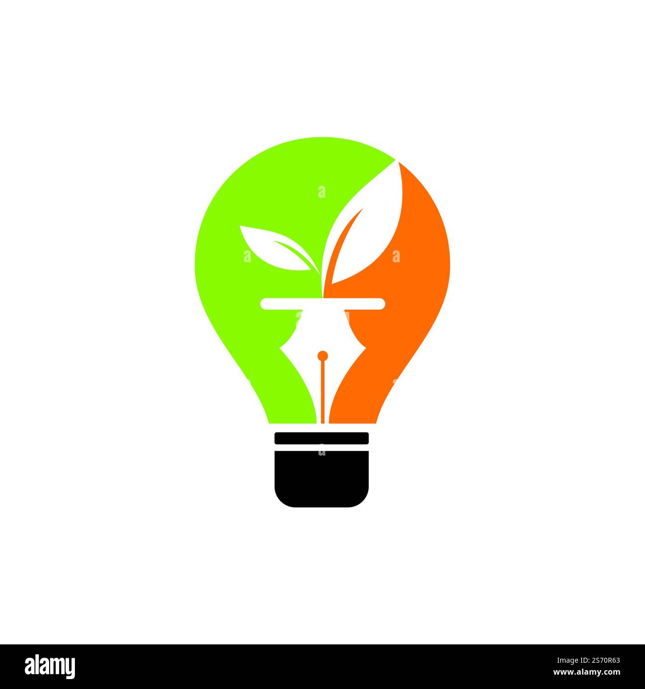 Leaf and pen logo design. Education and writer community Logo. Bulb ...