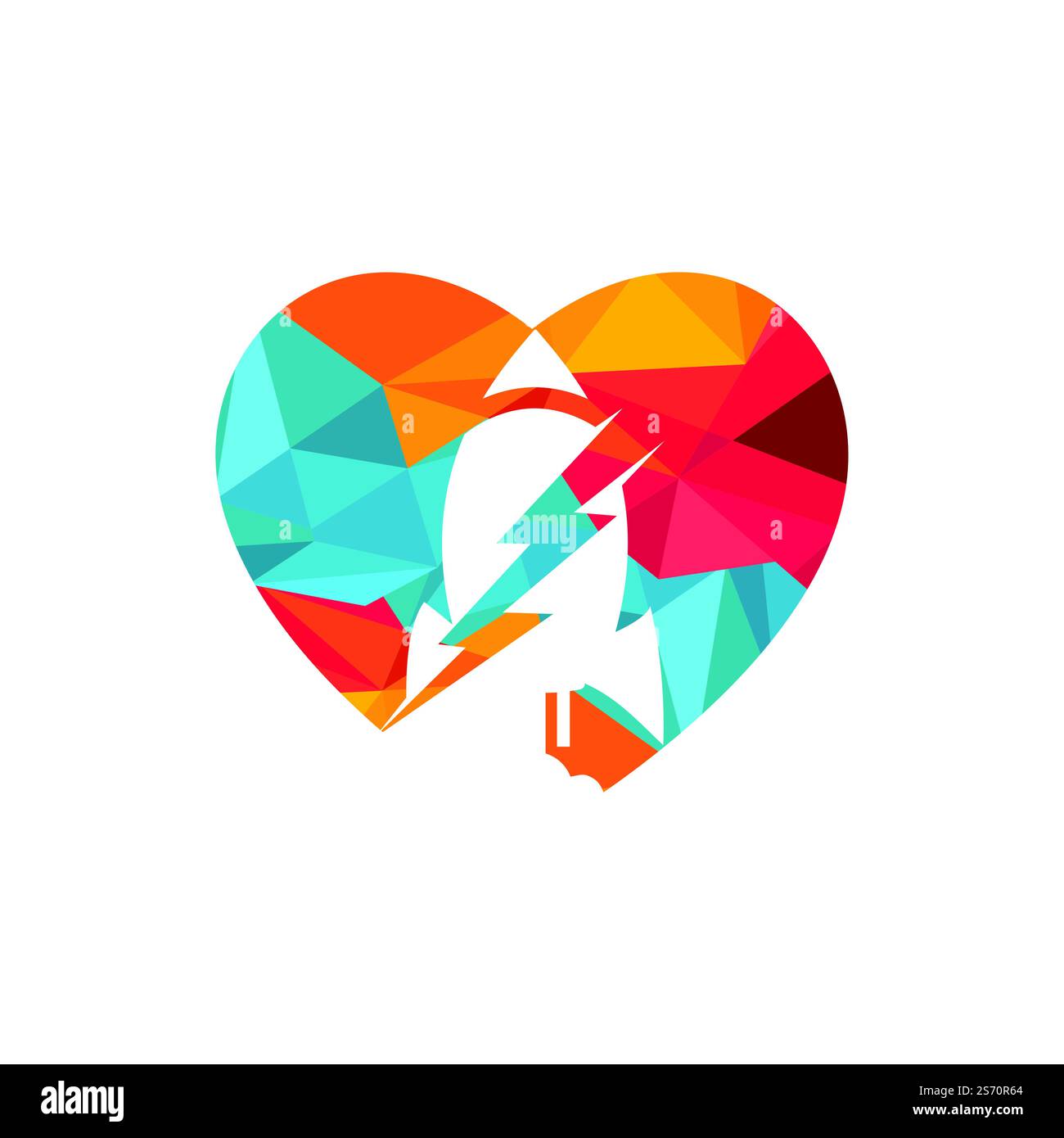 Electric rocket vector logo design. Rocket with thunderbolt and heart ...