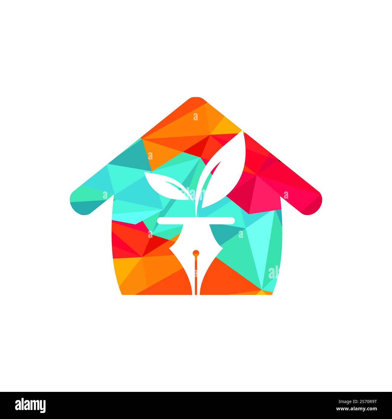 Leaf and pen logo design. Education and writer community Logo. Home ...