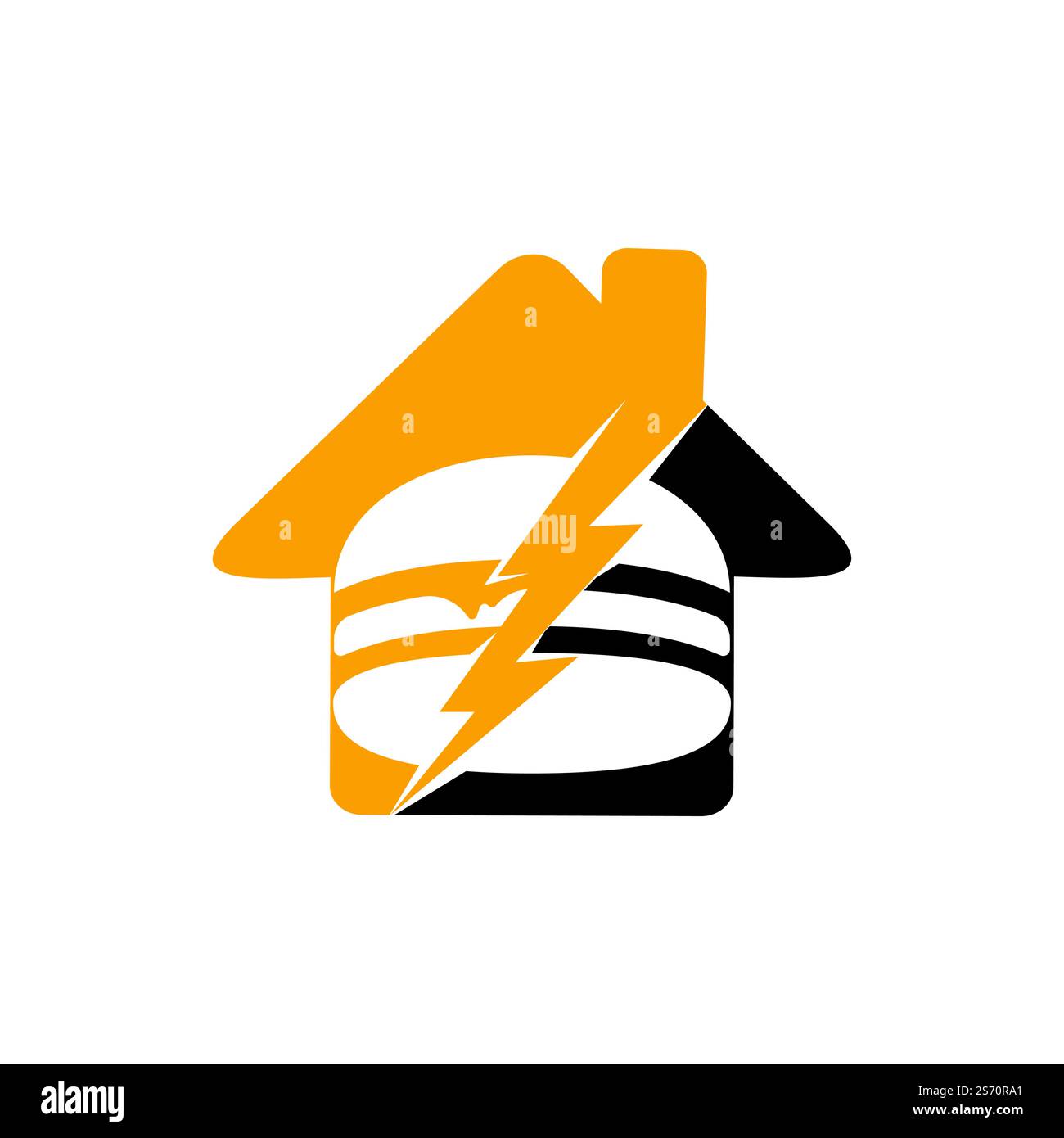 Flash burger vector logo design. Burger with thunderstorm and home icon ...