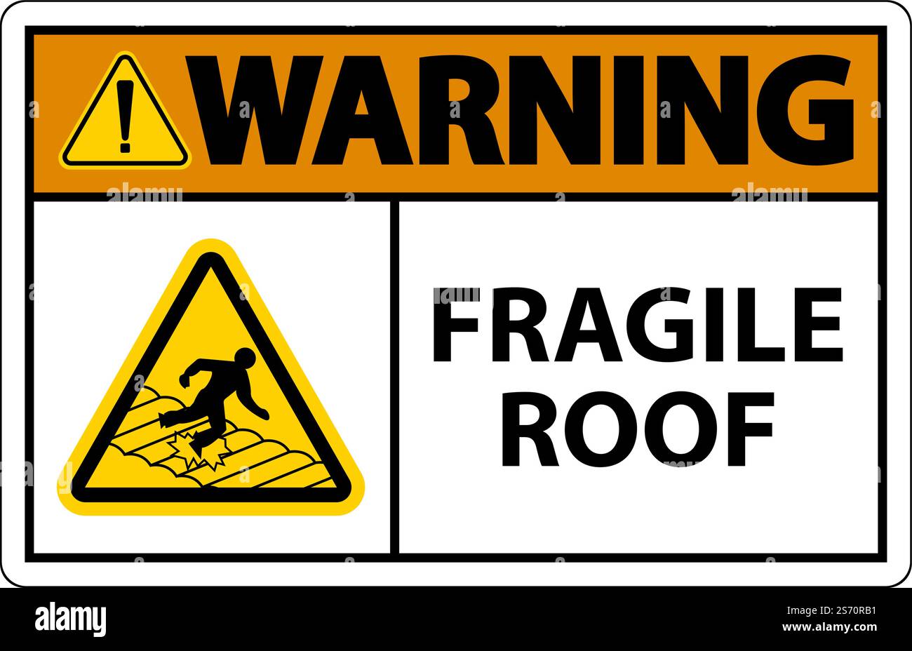 Warning Fragile Roof Sign On White Background Stock Vector Image & Art ...