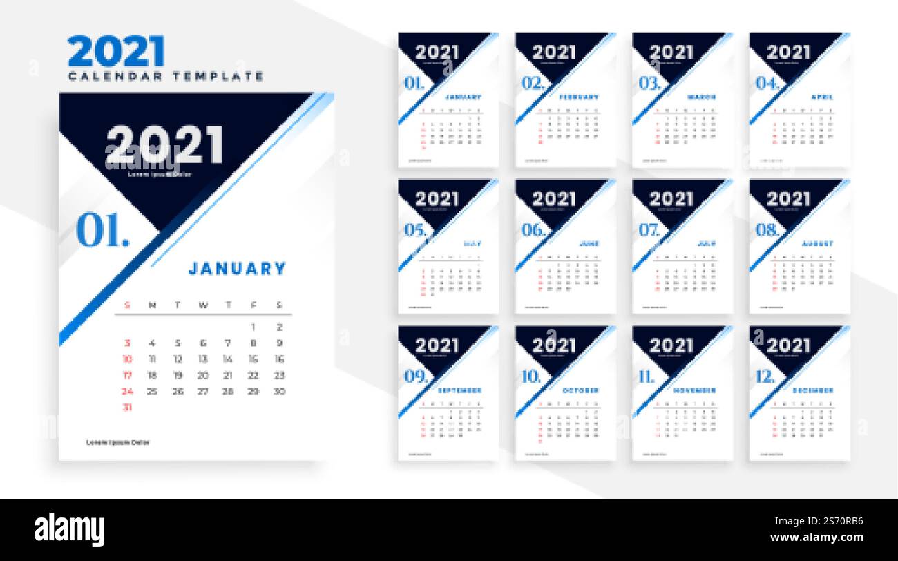 modern 2021 business calendar template design Stock Vector Image & Art ...