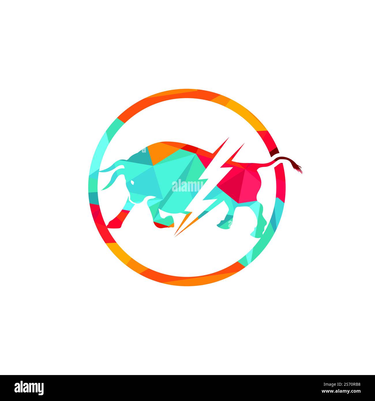 Bull with thunder logo design. Flash electric energy in bull Stock ...