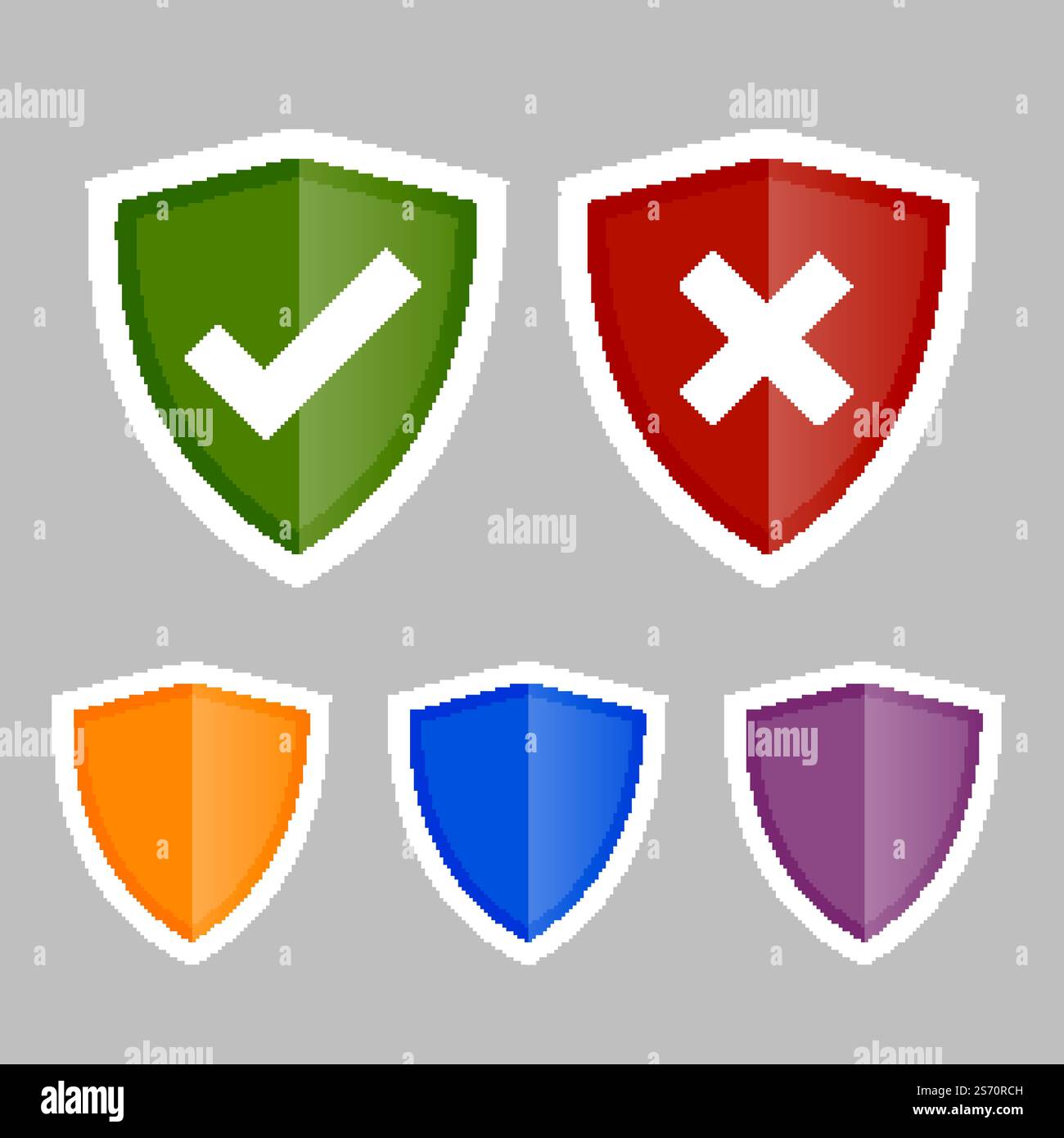shield icons with correct and wrong symbols Stock Vector Image & Art ...