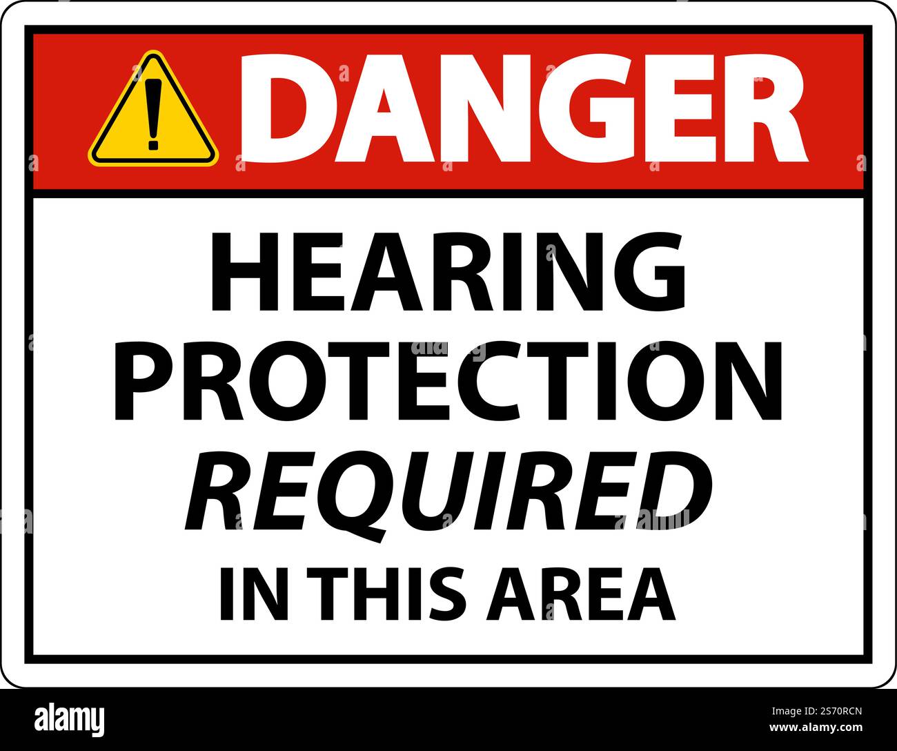 Danger Hearing Protection Required Sign On White Background Stock ...