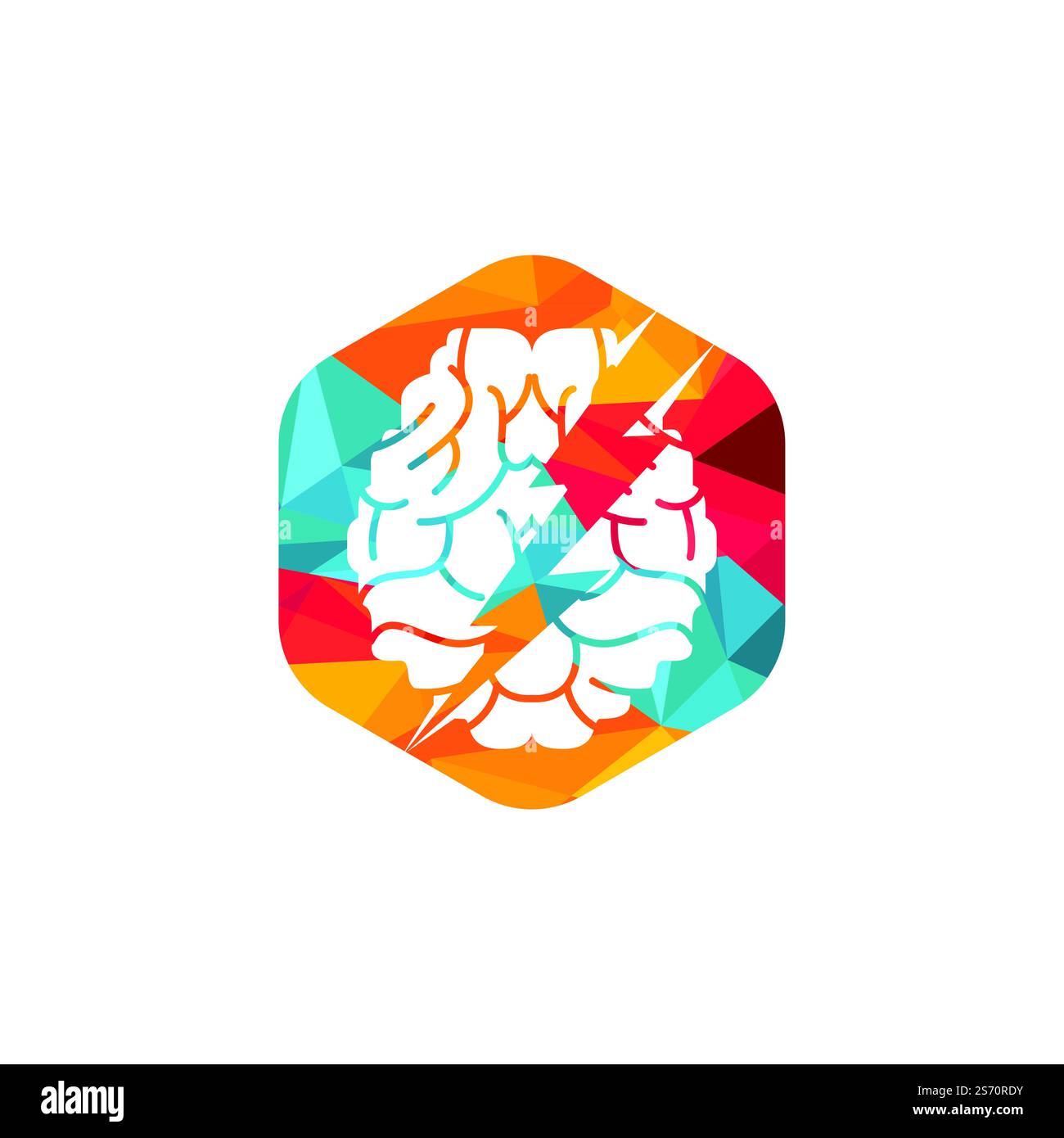 Thunder brain vector logo design. Brain power with electric logo design ...