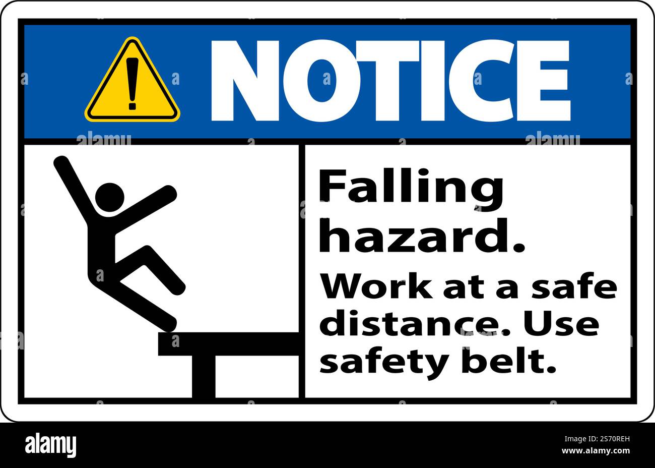 Notice Falling Hazard Use Safety Belt Sign On White Background Stock ...