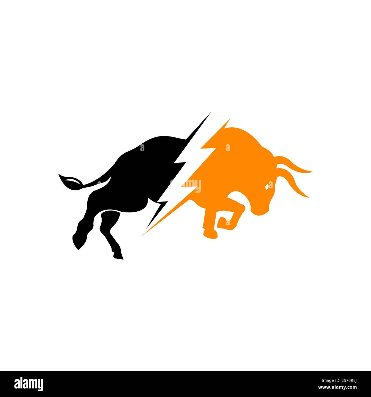 Bull with thunder logo design. Flash electric energy in bull Stock ...
