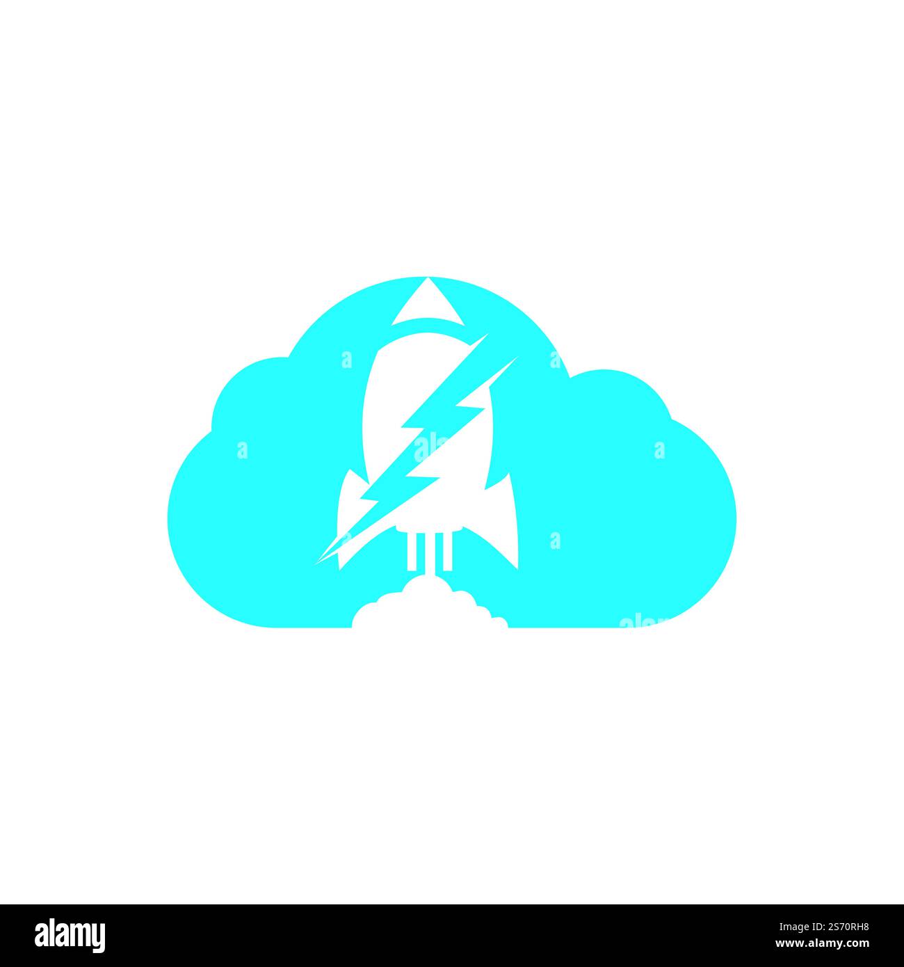 Electric rocket vector logo design. Rocket with thunderbolt and cloud ...