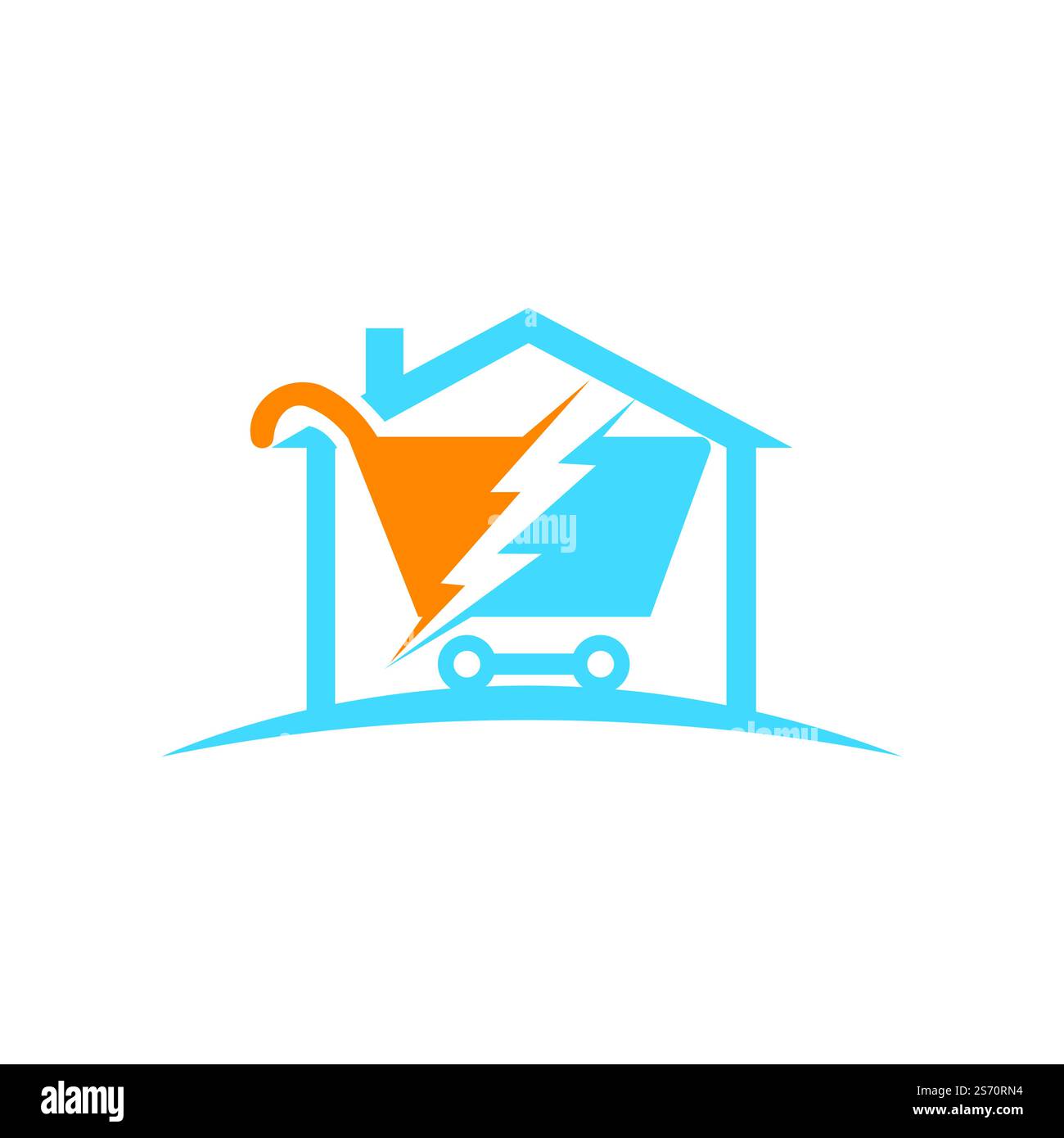 Fast Shopping vector logo design. Shopping cart with flash and home ...