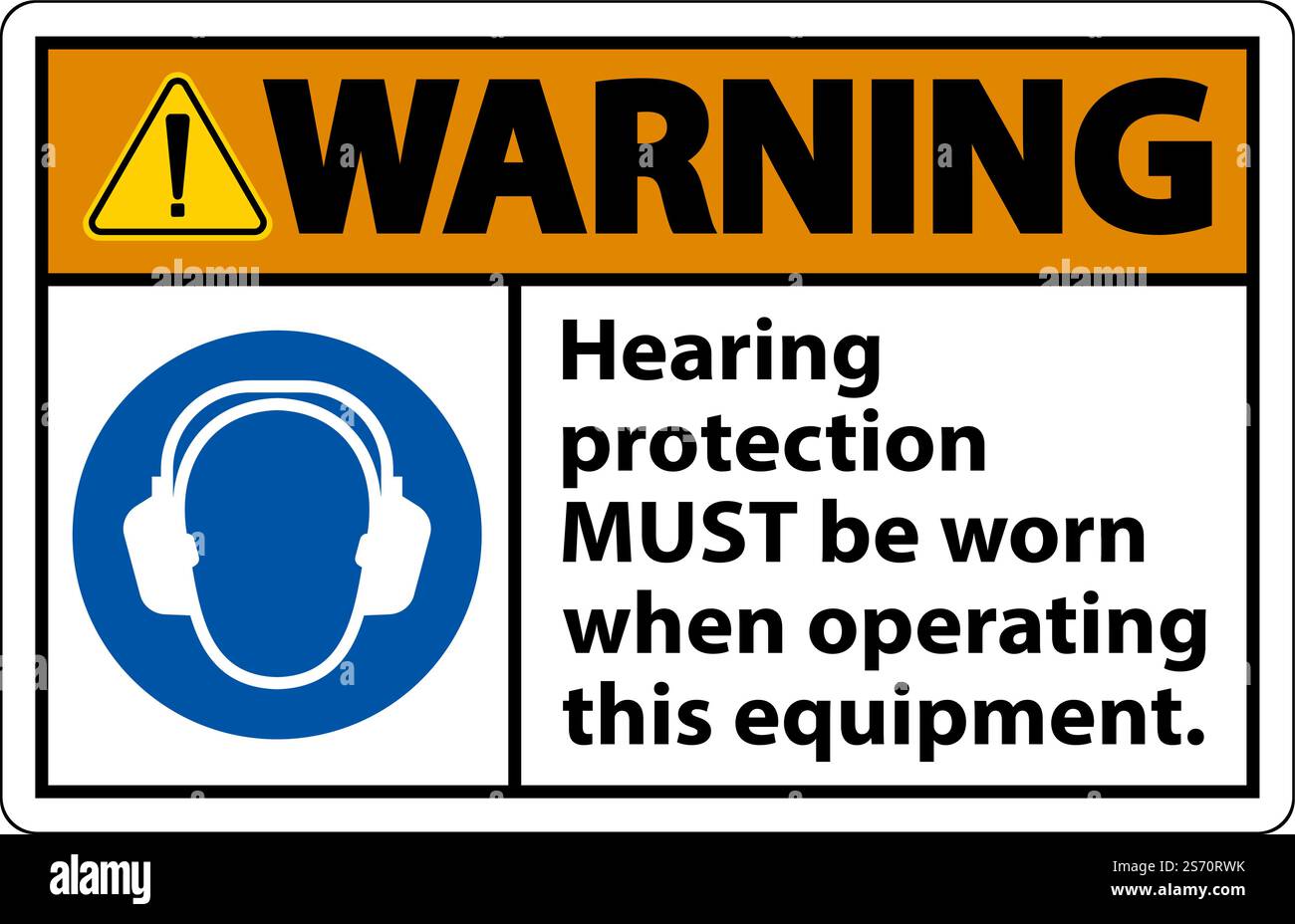 Warning Hearing Protection Must Be Worn Sign Stock Vector Image & Art ...