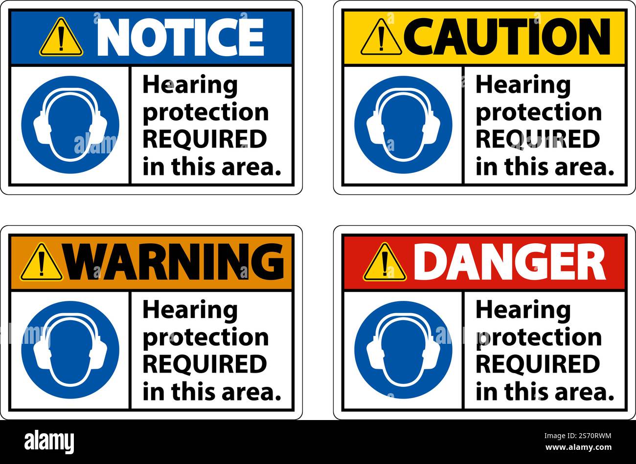 Hearing Protection Required Sign On White Background Stock Vector Image ...
