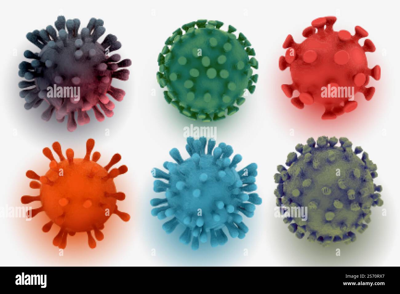 realistic 3d coronavirus cells collection of six Stock Vector Image & Art - Alamy