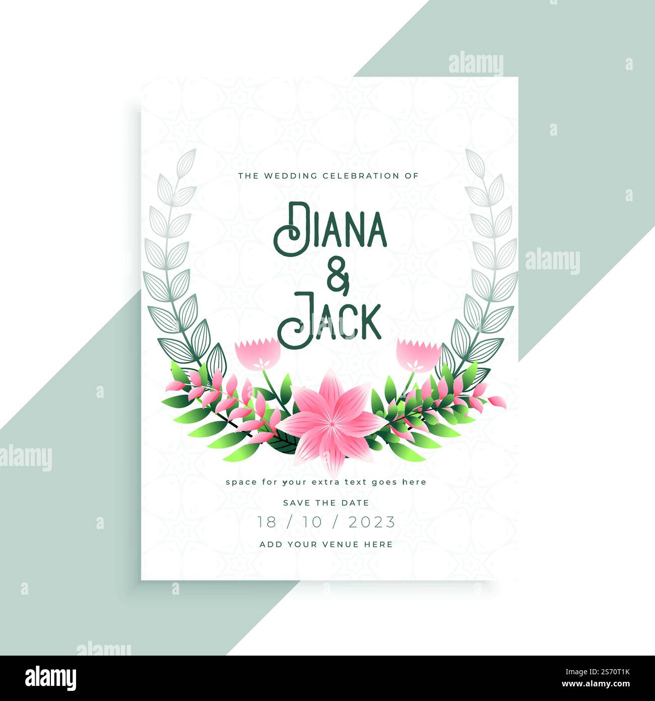 decorative flower floral wedding card template design Stock Vector ...