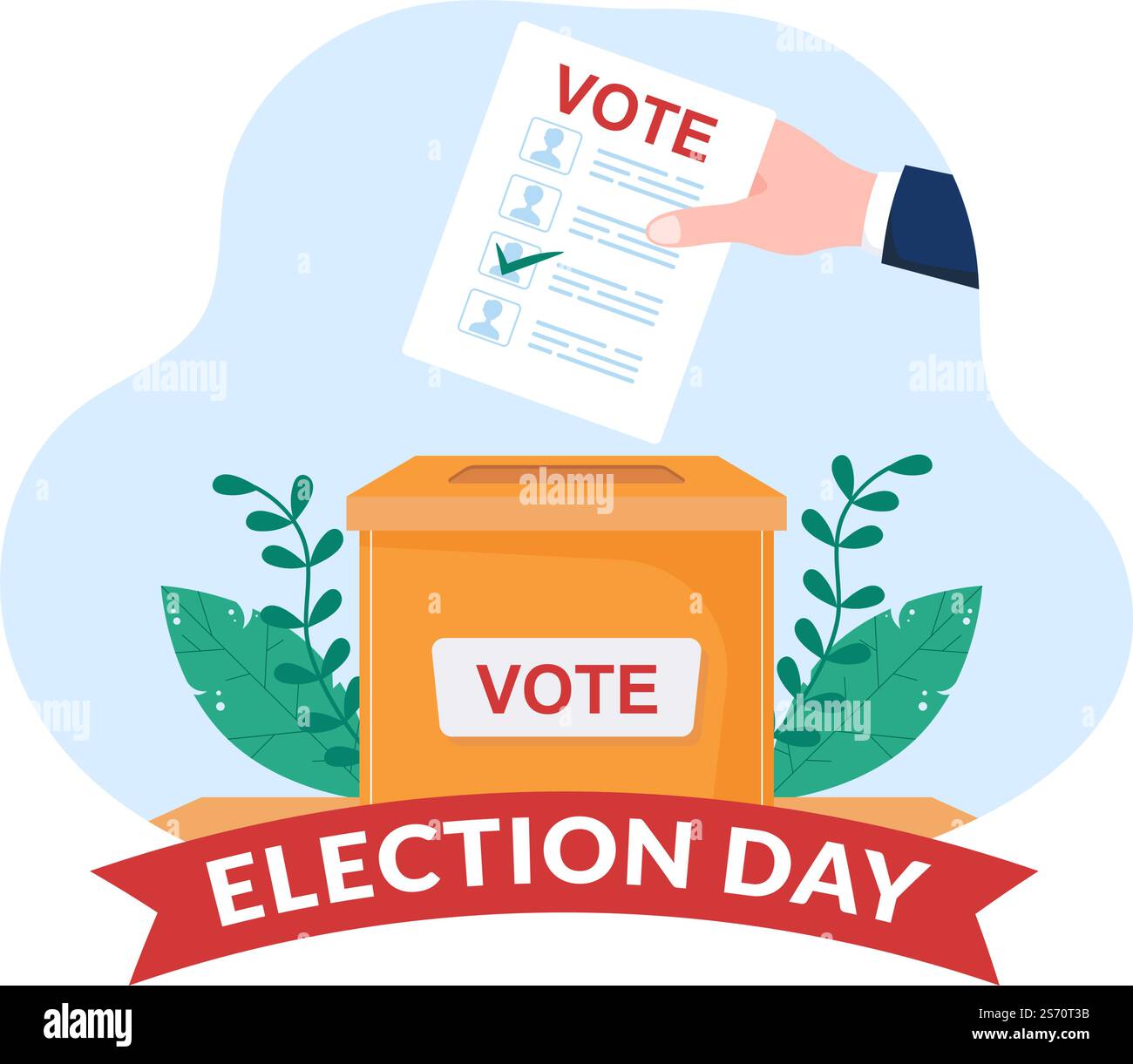 Election Day Political Hand Drawn Cartoon Flat Illustration with Voters ...