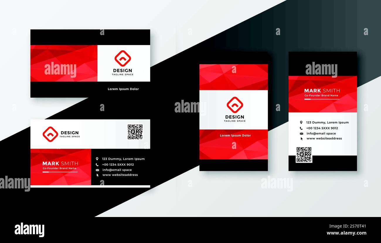 geometric red theme company business card design Stock Vector Image ...
