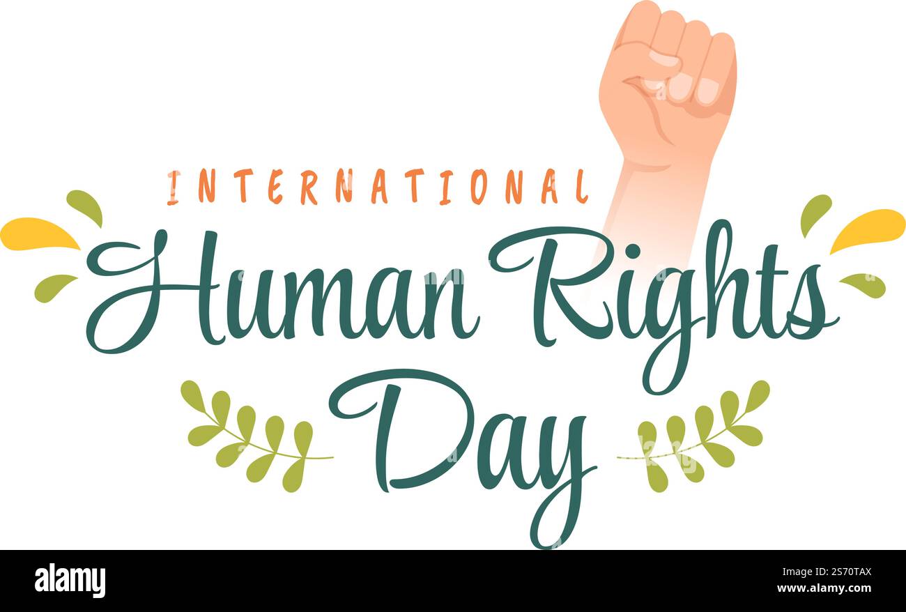 Human Rights Day Template Hand Drawn Flat Cartoon Illustration with ...