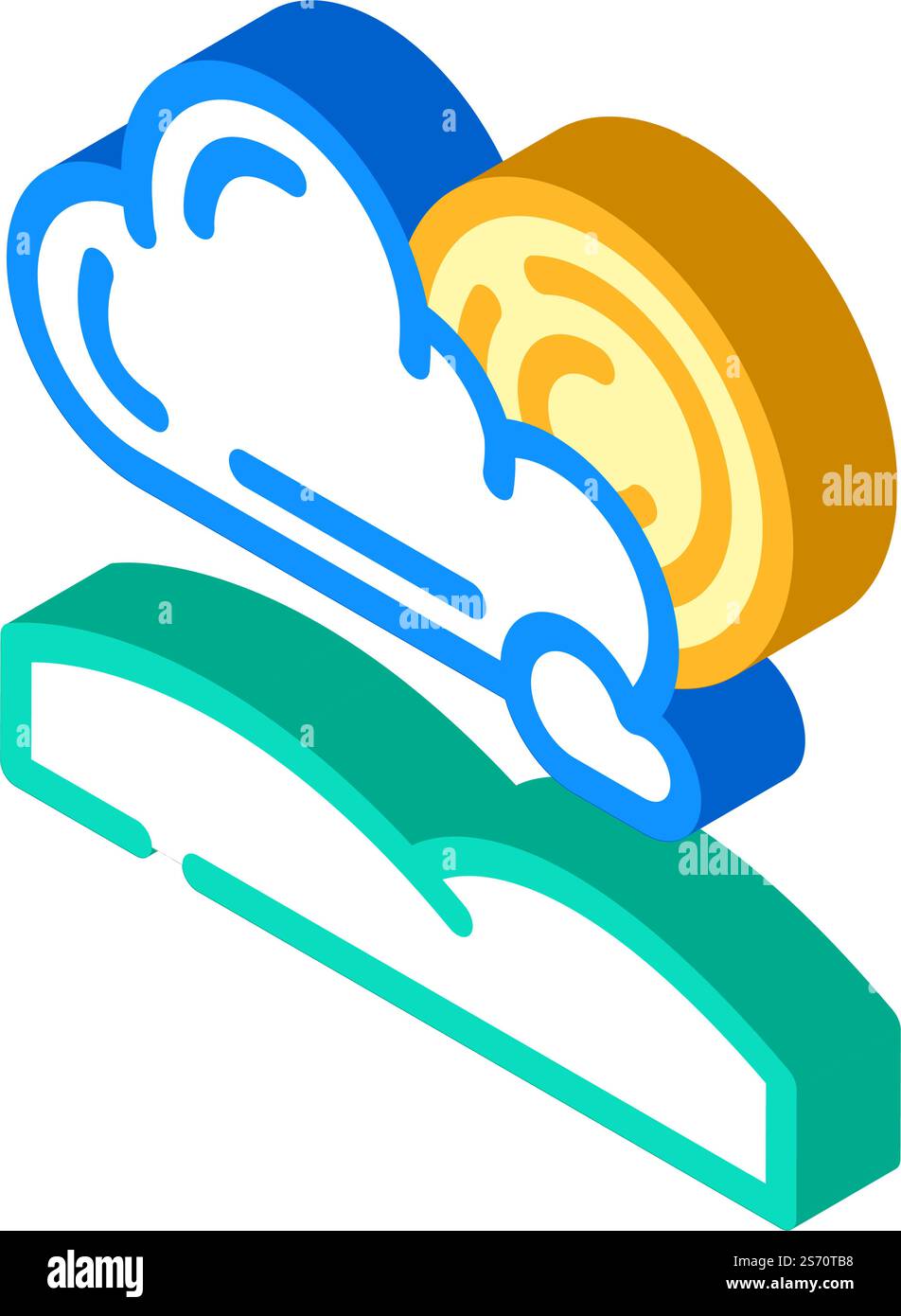 partially cloudy weather isometric icon vector. partially cloudy ...