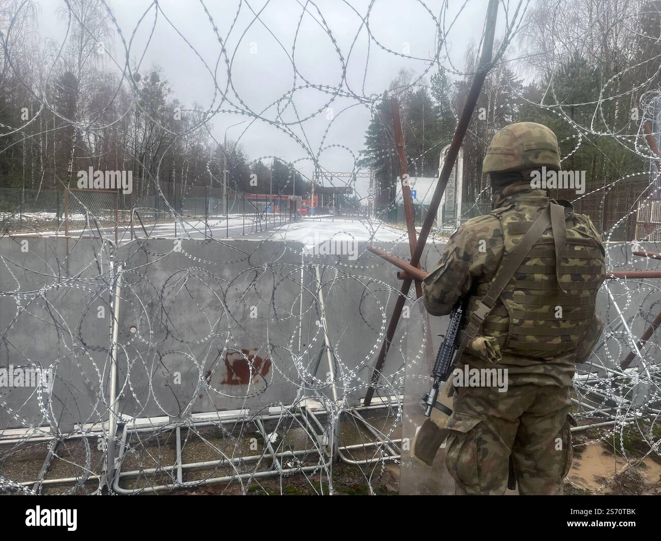 Podlesi, Poland. 16th Jan, 2025. Fortifications at the closed Polish ...
