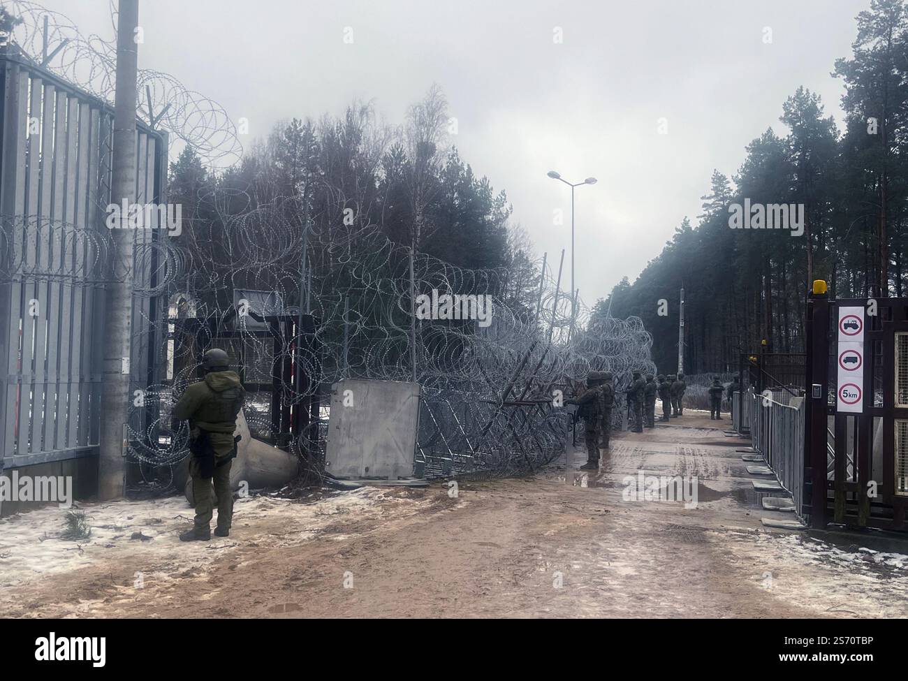 Podlesi, Poland. 16th Jan, 2025. Fortifications at the closed Polish ...
