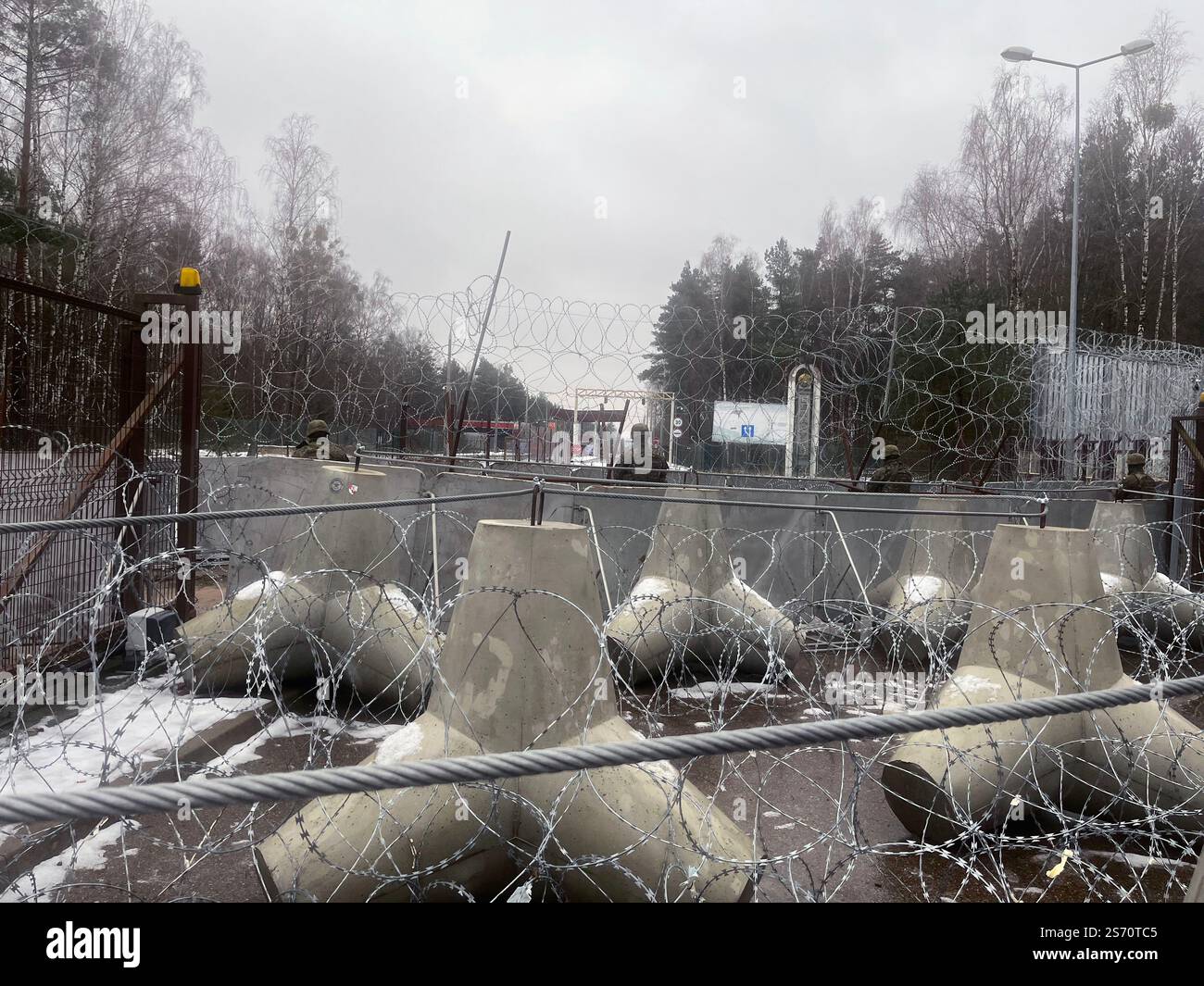 Fortifications at the closed Polish-Belarusian border crossing in ...