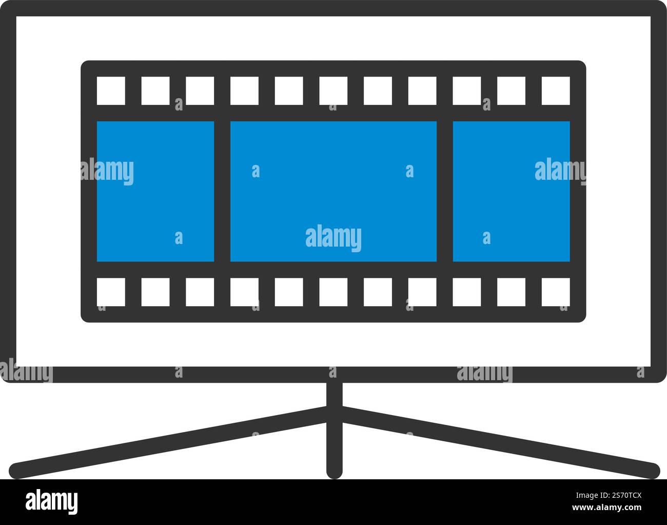 Cinema TV Screen Icon. Editable Bold Outline With Color Fill Design ...