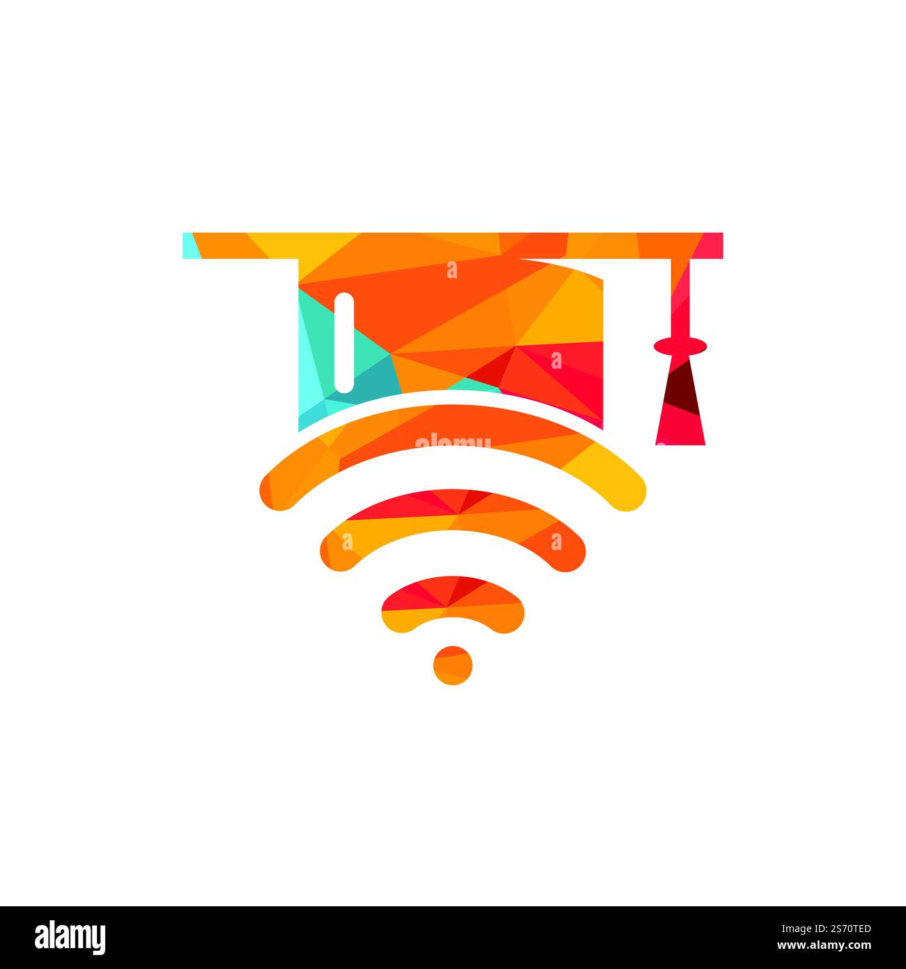 Graduate hat and wifi vector logo design. Study online logo concept ...