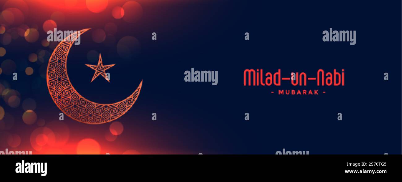 glowing milad un nabi mubarak moon nand star banner Stock Vector Image ...