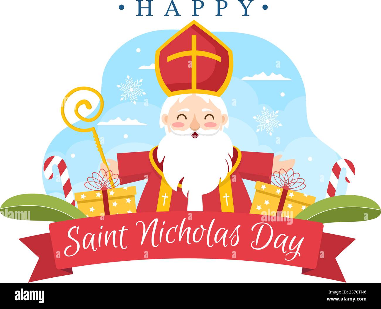 Saint Nicholas Day or Sinterklaas Celebration Template Hand Drawn ...