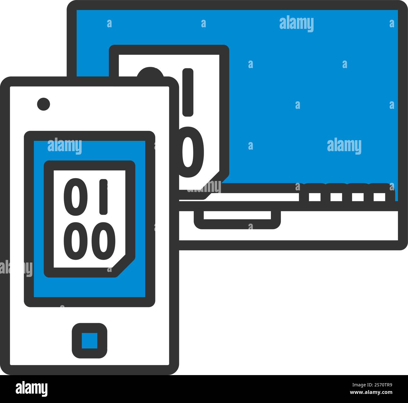 Exchanging Data Icon. Editable Bold Outline With Color Fill Design. Vector Illustration Stock ...