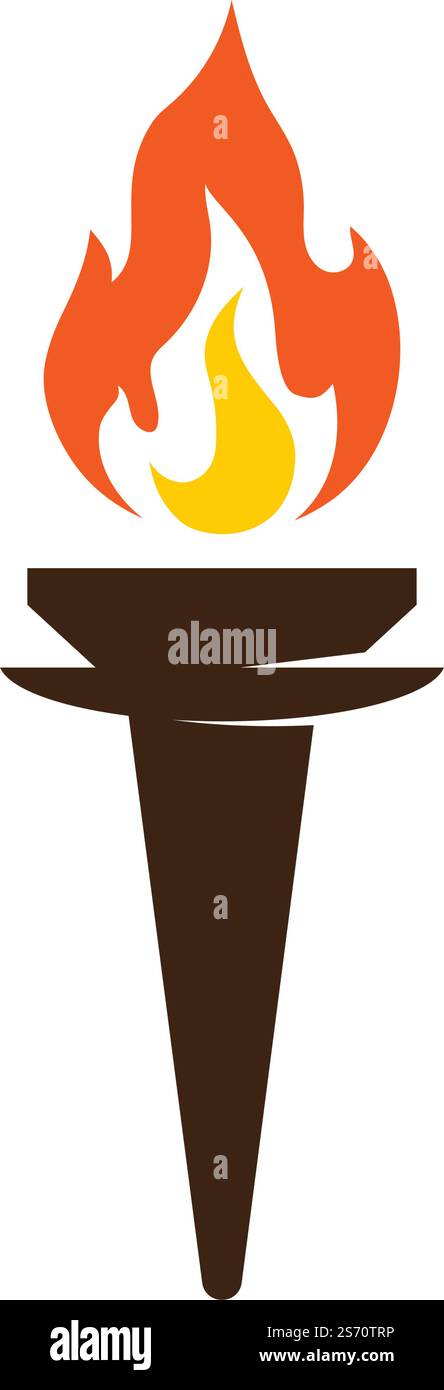 Illustration of torch fire icon flat design Stock Vector Image & Art ...