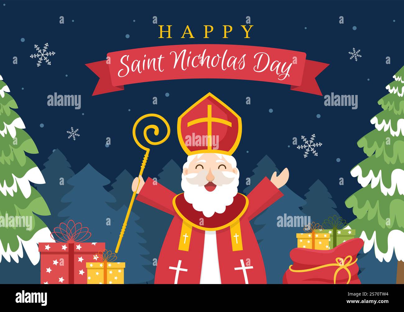 Saint Nicholas Day or Sinterklaas Celebration Template Hand Drawn ...
