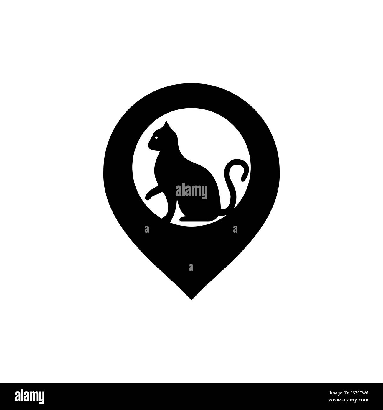 Cat and map pointer logo design. Cat locator logo design. Animal place ...