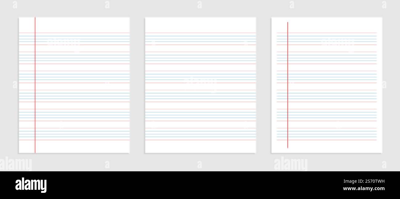 five line english paper sheet of notebook Stock Vector Image & Art - Alamy