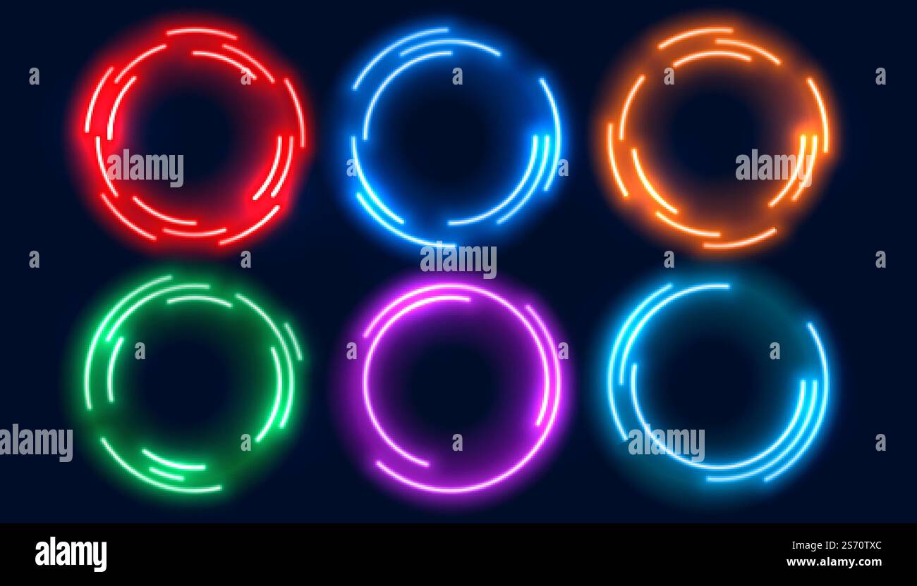 Colorful neon laser circles Stock Vector Images - Alamy