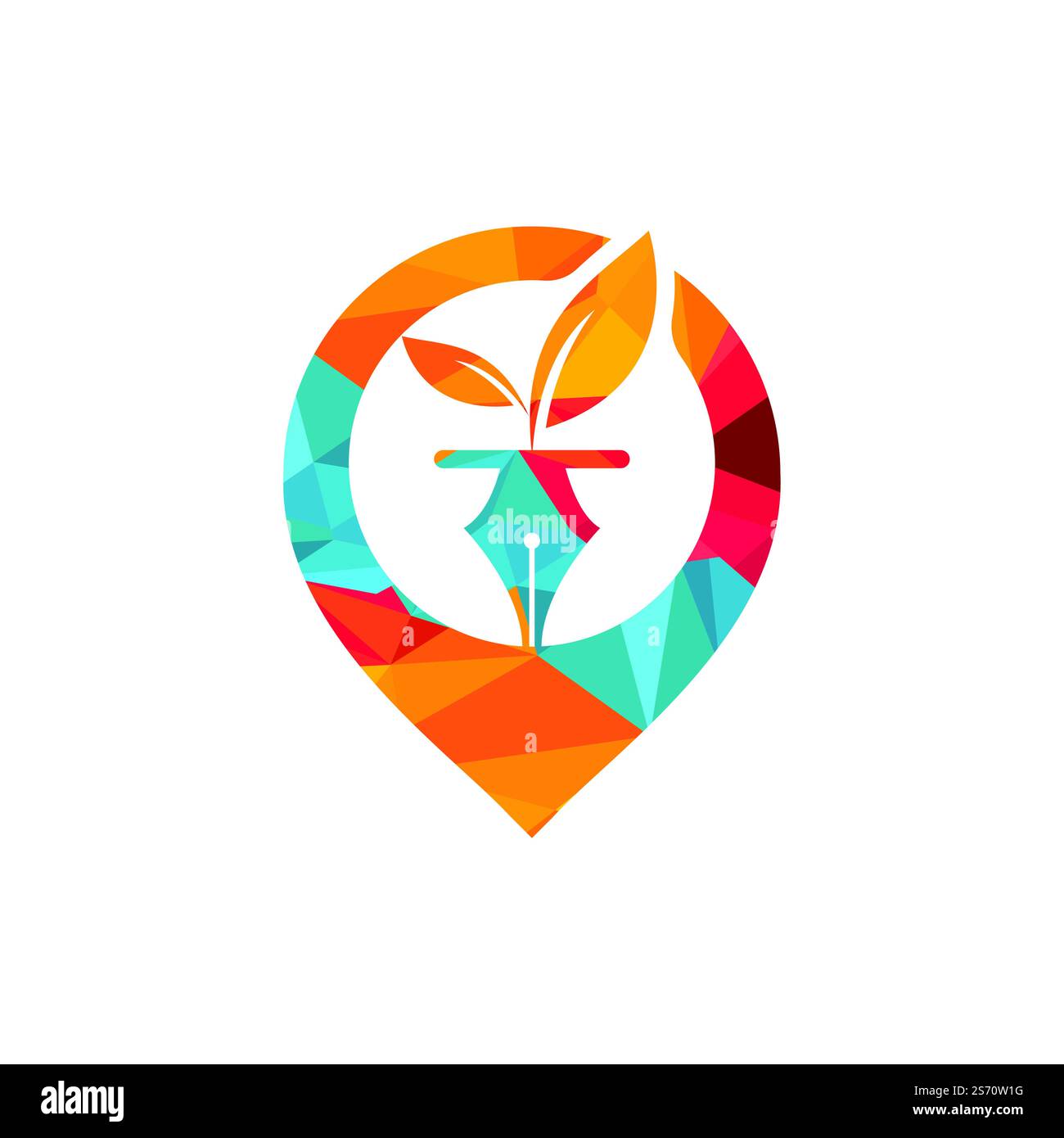 Leaf and pen logo design. Education and writer community Logo. Pin with ...