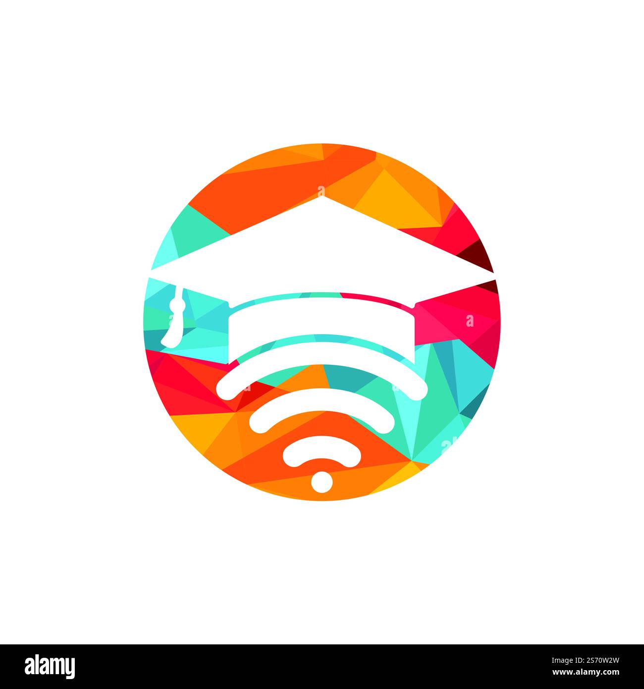Graduate hat and wifi vector logo design. Study online logo concept ...