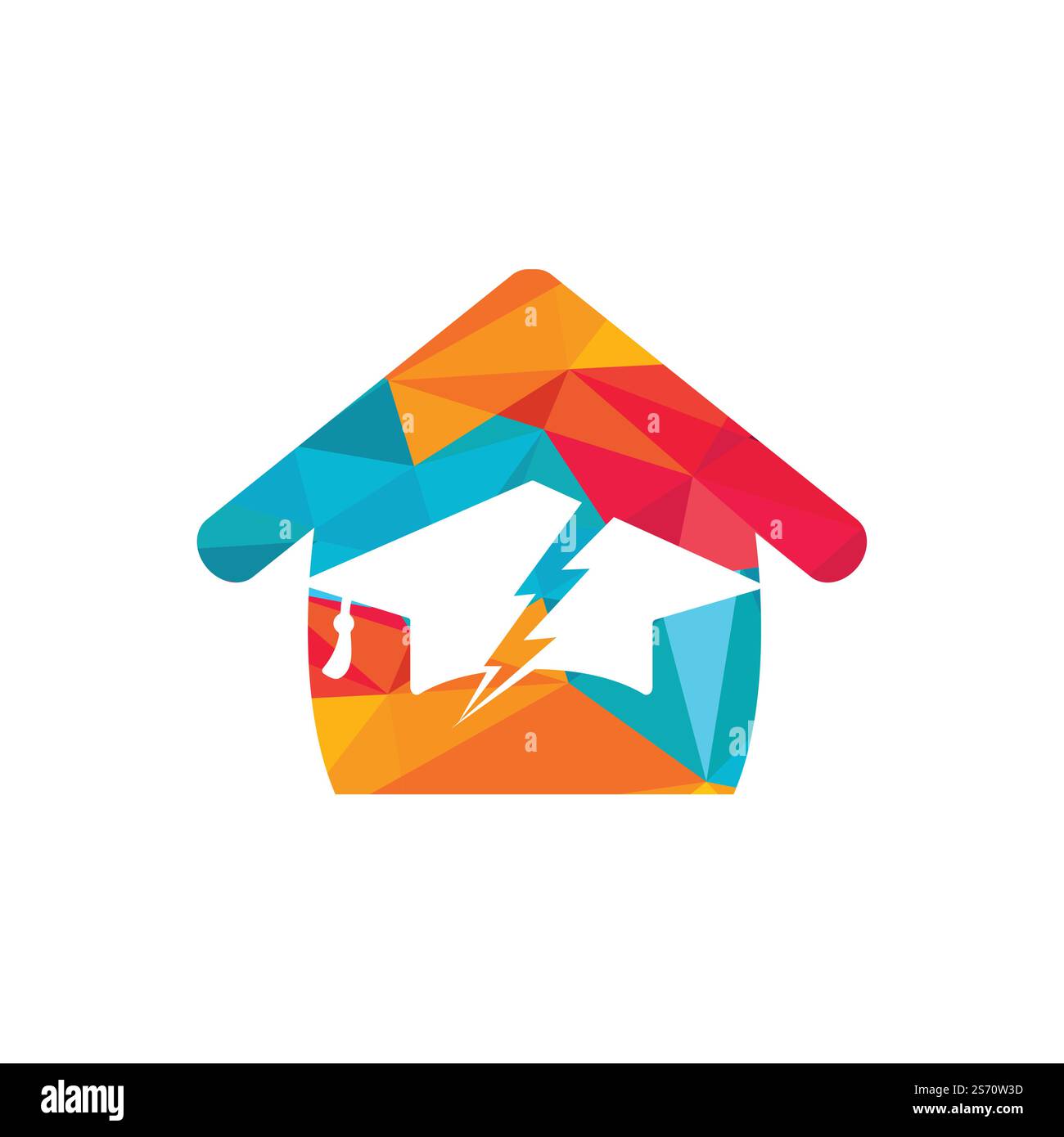 Flash student vector logo template. Graduation cap with thunder and ...