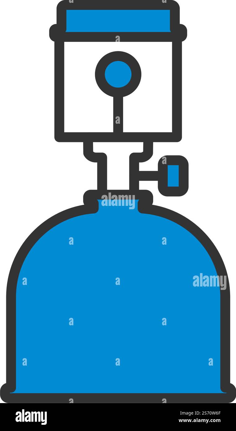 Icon Of Camping Gas Burner Lamp. Editable Bold Outline With Color Fill ...