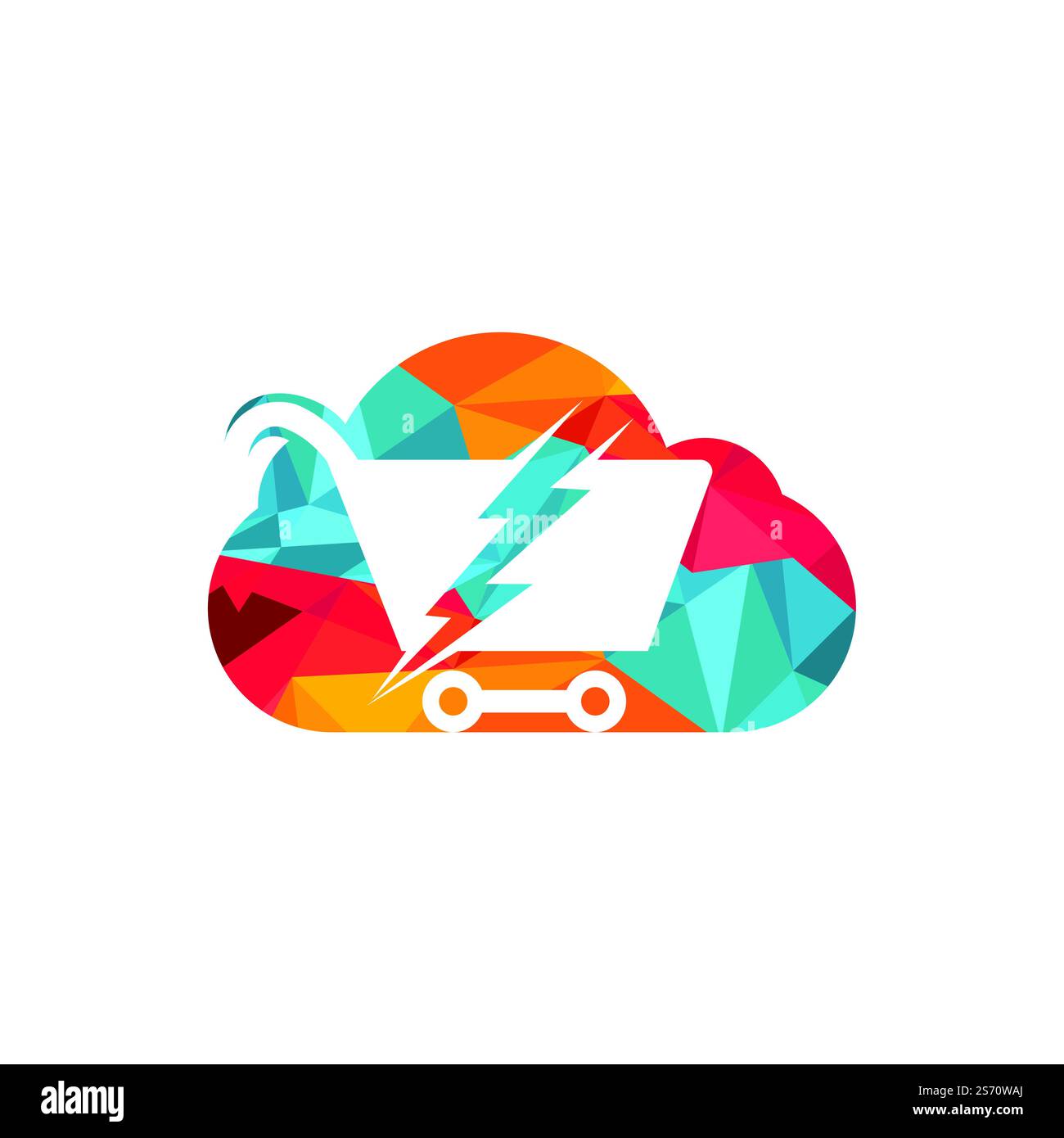 Fast Shopping vector logo design. Shopping cart with flash and cloud ...