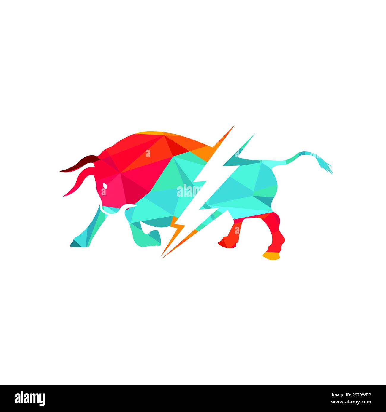Bull with thunder logo design. Flash electric energy in bull Stock ...