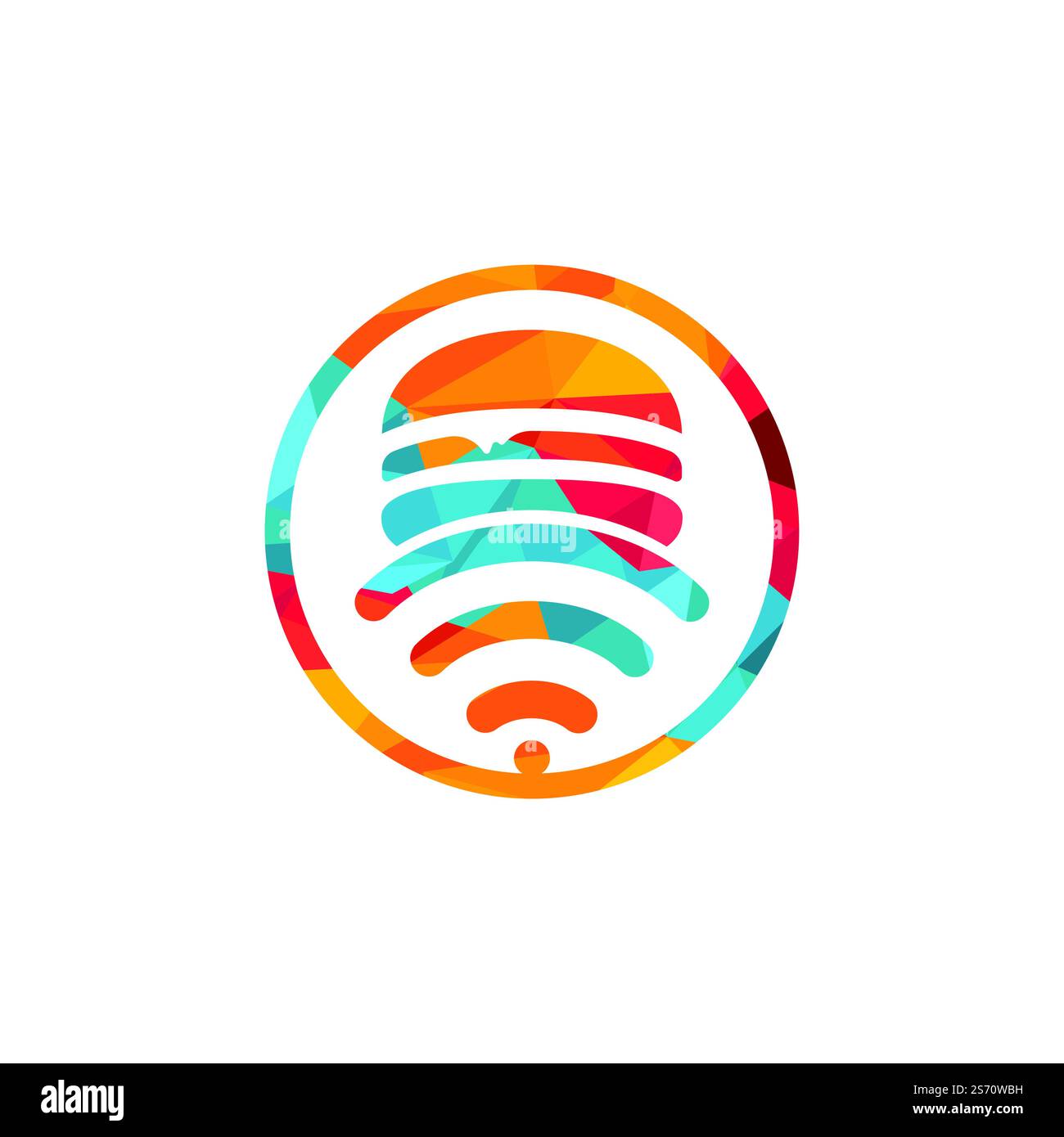 Online food logo design concept. Hamburger and WiFi signal symbol or ...