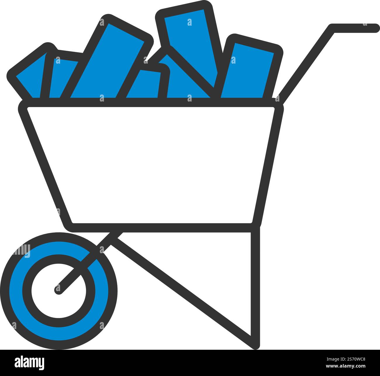 Icon Of Construction Cart. Editable Bold Outline With Color Fill Design ...