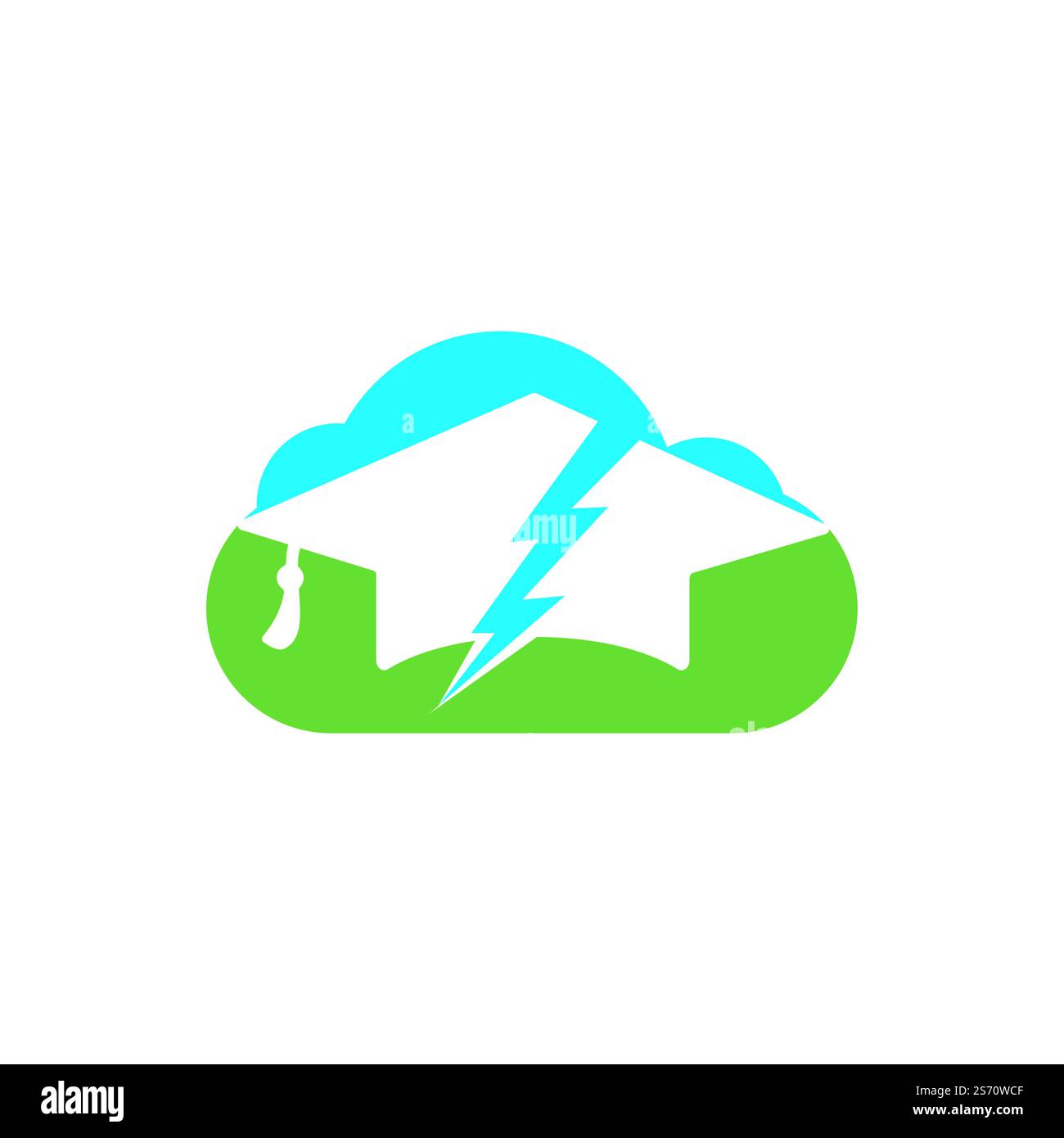 Flash student vector logo template. Graduation cap with thunder and ...