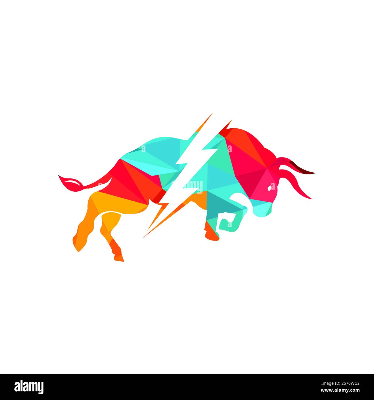 Bull with thunder logo design. Flash electric energy in bull Stock ...